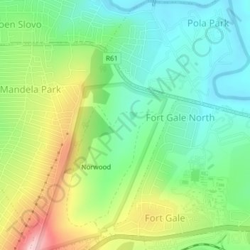 Топографическая карта Nduli Wildlife Sanctuary, высота, рельеф