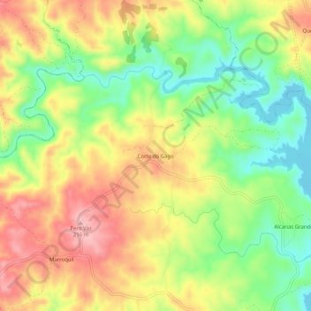 Топографическая карта Corte do Gago, высота, рельеф