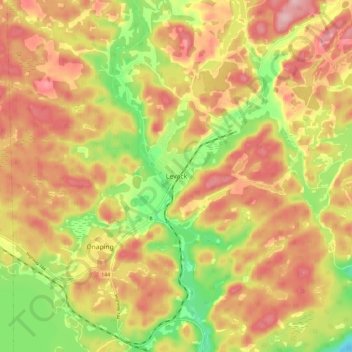 Топографическая карта Levack, высота, рельеф
