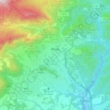 Топографическая карта Berga, высота, рельеф