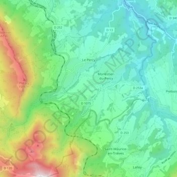 Топографическая карта Le Percy, высота, рельеф
