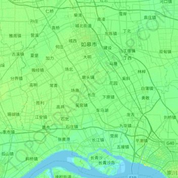 Топографическая карта Rugao, высота, рельеф