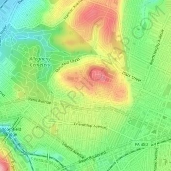 Топографическая карта Garfield, высота, рельеф