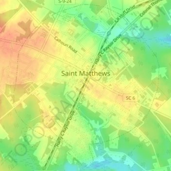 Топографическая карта St. Matthews, высота, рельеф