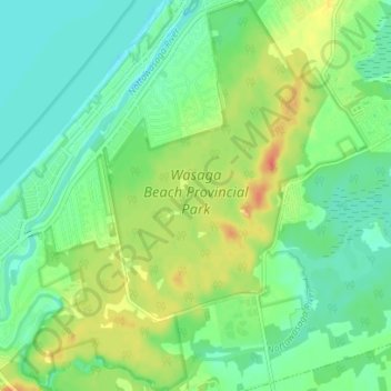 Топографическая карта Wasaga Beach Provincial Park, высота, рельеф