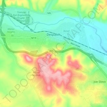 Топографическая карта Despatch, высота, рельеф